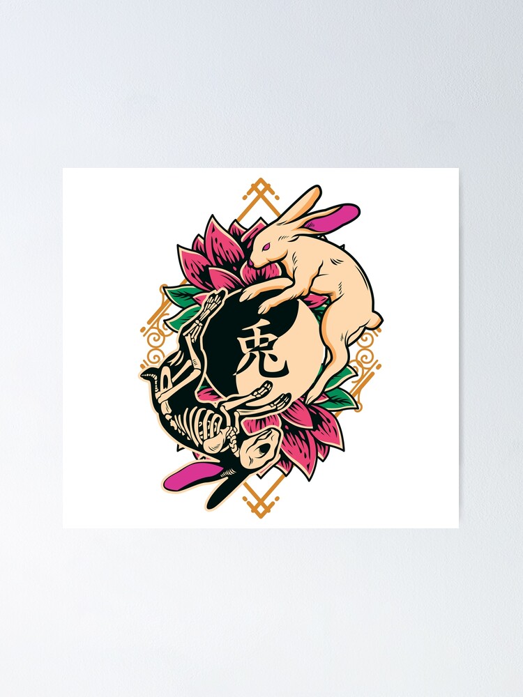 "Yin Yang Rabbit Art" Poster for Sale by Milkygmail | Redbubble
