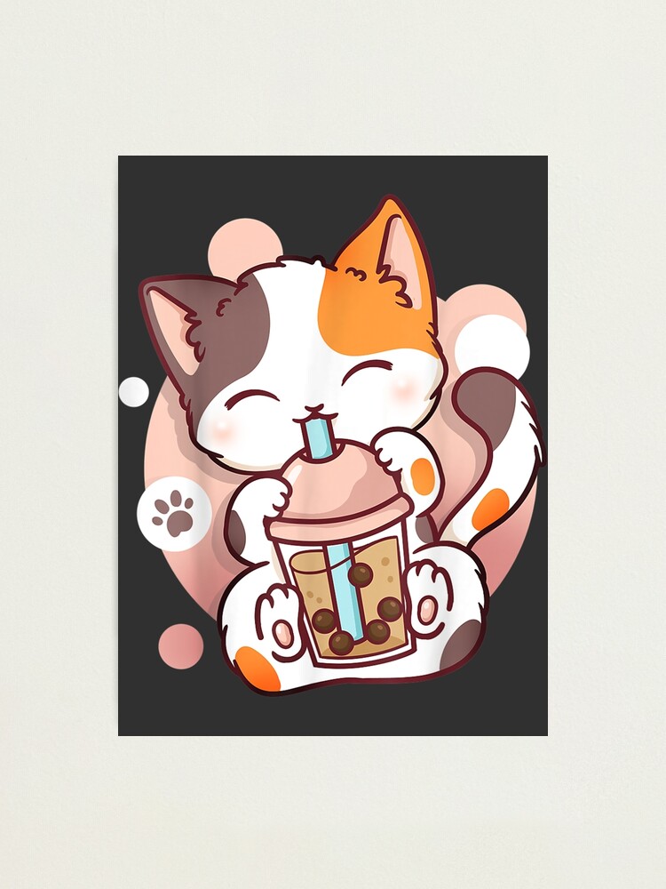 Cat Boba Tea Bubble Tea Anime Kawaii Neko Photographic Print For Sale
