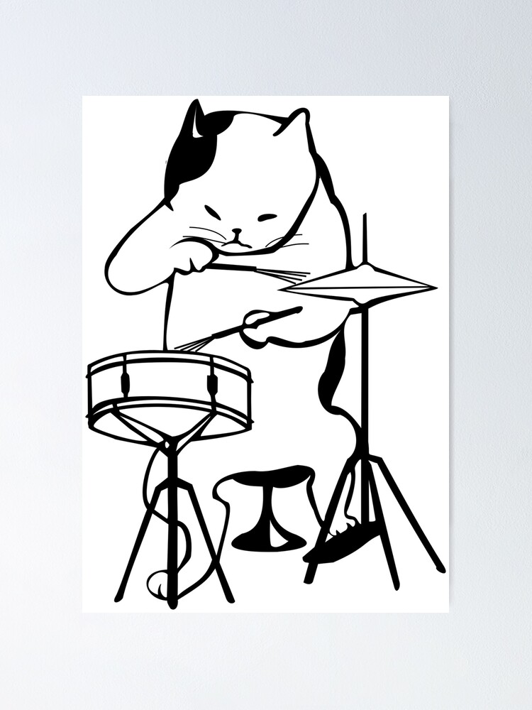 "Cat Playing Drums - Drummer" Poster for Sale by GearVolta | Redbubble