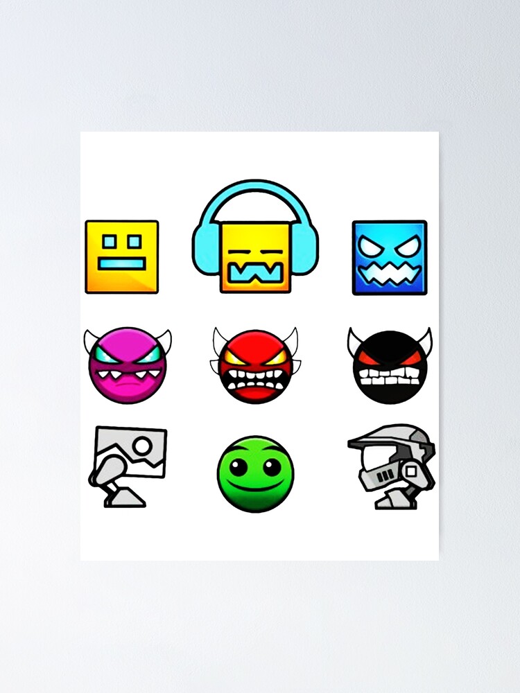 "Geometry Dash Insane with funny icons " Poster for Sale by ...
