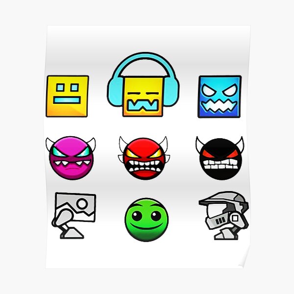 "Geometry Dash Insane with funny icons " Poster for Sale by ...