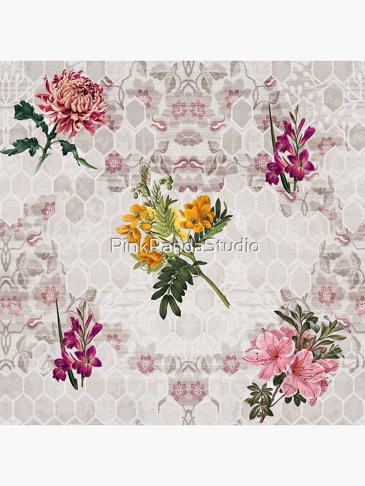 "Floral Honey Comb Design" Sticker for Sale by PinkPandaStudio | Redbubble