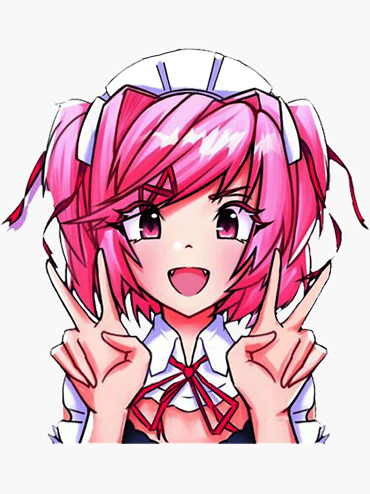 "cute ddlc natsuki" Sticker for Sale by Moonquariuss | Redbubble
