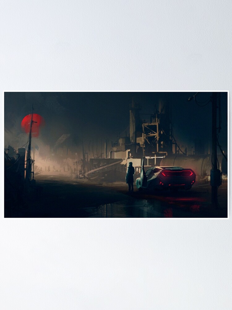 "BLADE RUNNER 2049 dystopic future red sun painting" Poster for Sale by ...