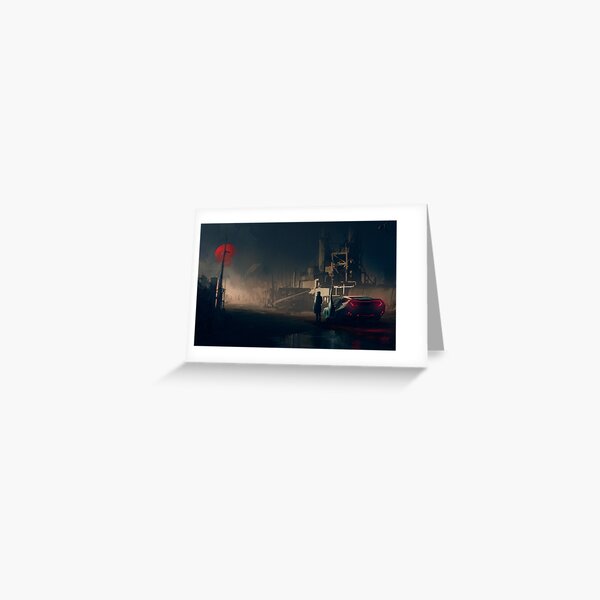 "BLADE RUNNER 2049 dystopic future red sun painting" Greeting Card by ...