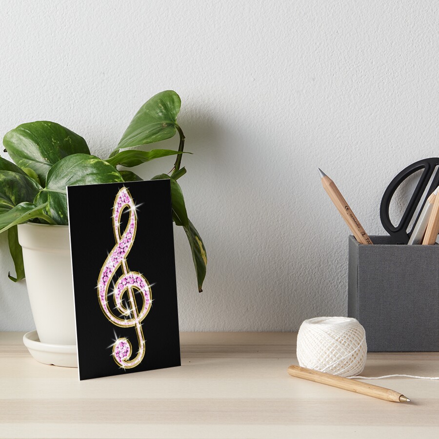 "Sparkly Pink Diamond Music Note" Art Board Print by s-s-graphics ...