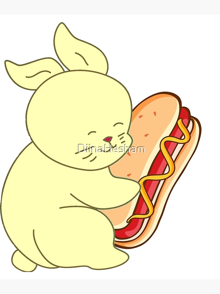 "Cute rabbit eating hot dog/bunny and hot dog" Poster for Sale by ...