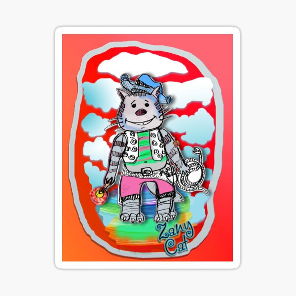 "Zany Cowboy Cat with Snake Lasso and Lollypop Candy (Drawing by ...