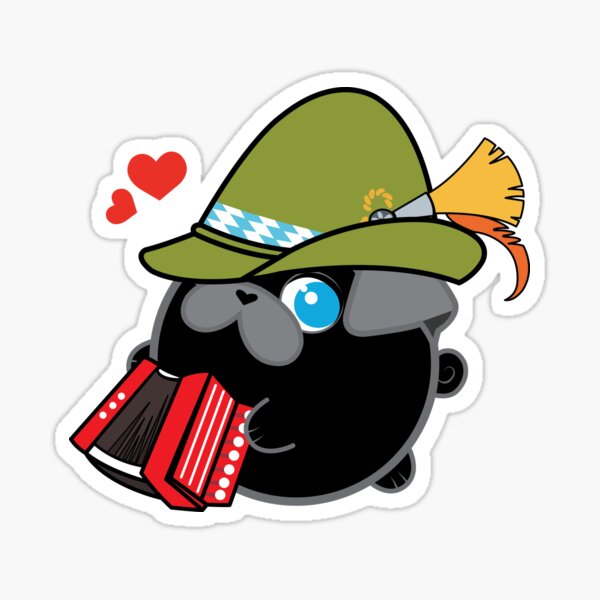 "Poopy the Pug Puppy - Oktoberfest" Sticker for Sale by poopy-and-doopy ...