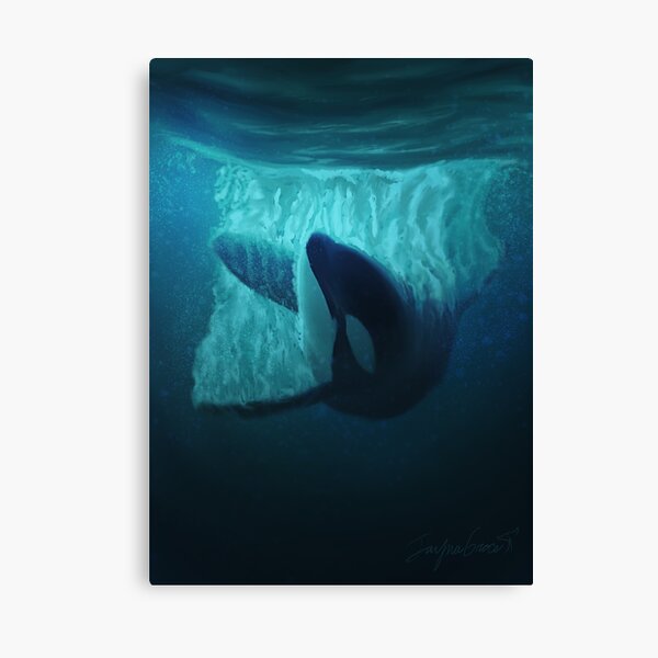 "Killer Whale Orca Digital Painting Underwater" Canvas Print for Sale ...