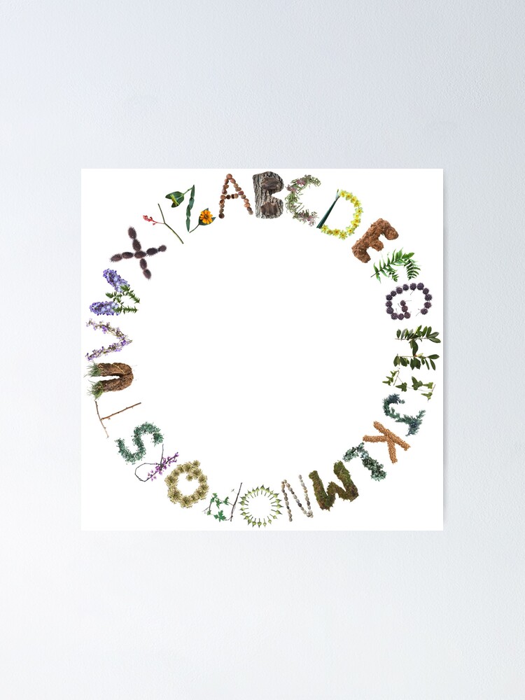 "Nature Alphabet made from forest and garden materials like flowers and ...