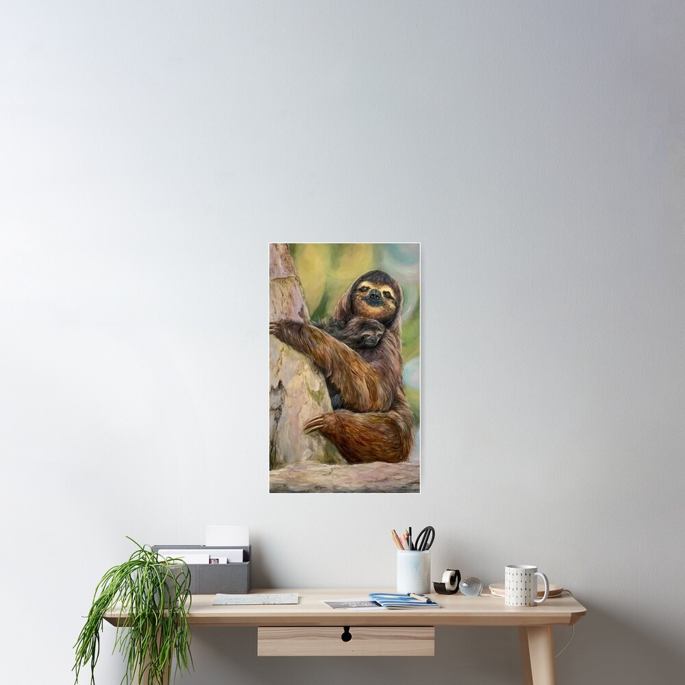 "Mother And Baby Sloth" Poster for Sale by SunscapesArt | Redbubble