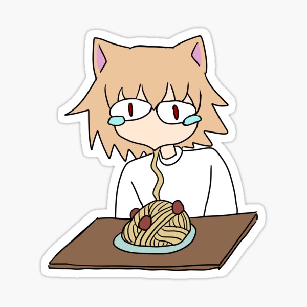 "Neko eating spaghetti" Sticker for Sale by Shickzander | Redbubble