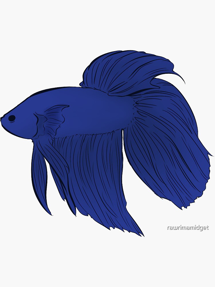 "Blue Veil Tail Betta Fish Sticker" Sticker for Sale by rawrimamidget ...