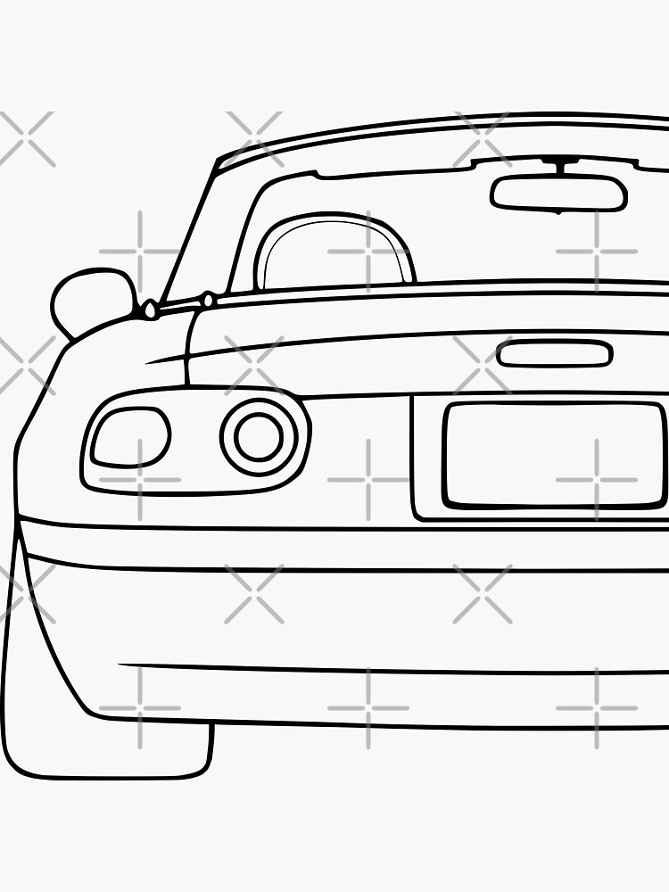 "Mazda Miata MX-5 rearview black lines" Sticker for Sale by EdimDesign ...