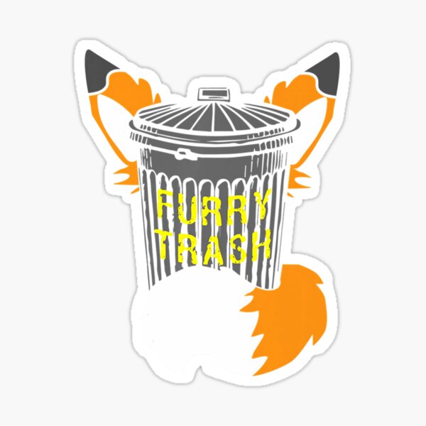 "Fox Furry Trash Shirt Furries Tail Ears Cosplay Trash Can" Sticker for ...