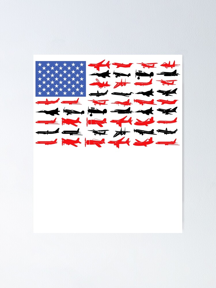 "Pilot Airplane American Flag Plane Aviation" Poster for Sale by ...