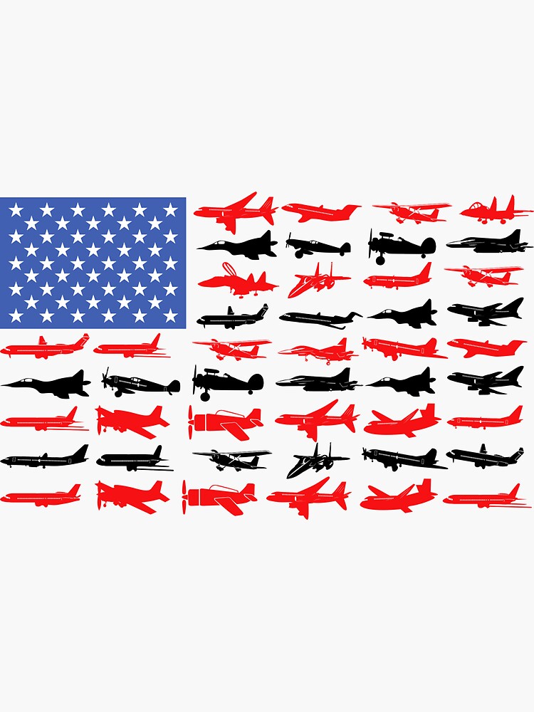 "Pilot Airplane American Flag Plane Aviation" Sticker for Sale by ...