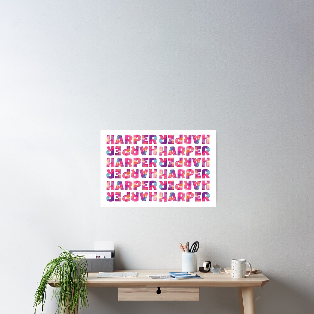 "Harper cute name in pink color." Poster for Sale by ocristianart ...