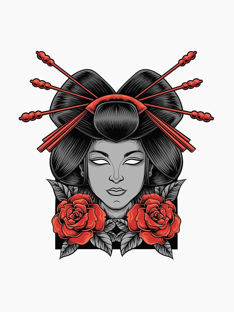 "A geisha with a red rose in a horrific" T-shirt by Tokyo-Outfits ...