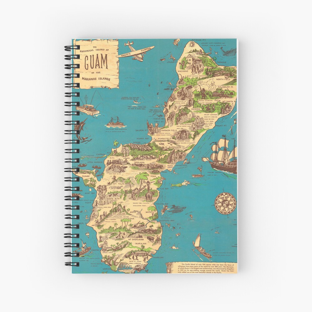 "Vintage Guam Island 1958 Picture Map of the Marianas Islands" Spiral ...