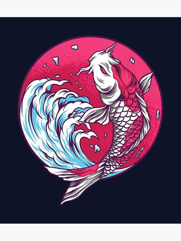 "Japanese inspired Ukiyo-e woodblock printing called koi fish ...