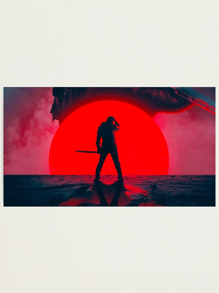 "BLADE RUNNER 2049 cyberpunk knight samurai sword katana red sun ...