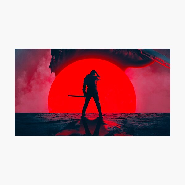 "BLADE RUNNER 2049 cyberpunk knight samurai sword katana red sun ...