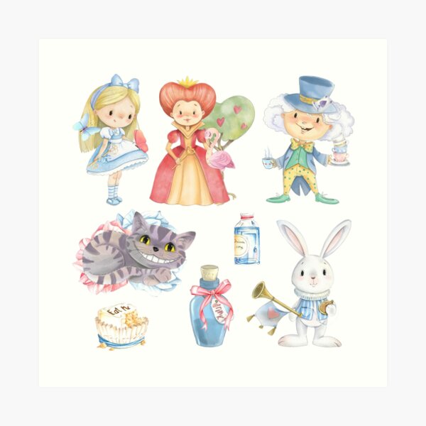 "Alice in Wonderland characters sticker pack — Alice, Mad Hatter ...