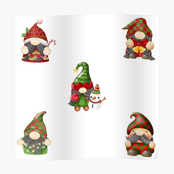 "Cute Christmas Gnomes " Poster for Sale by silviaol | Redbubble