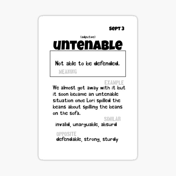 "September 3 Untenable" Sticker by bpatrickvoice | Redbubble