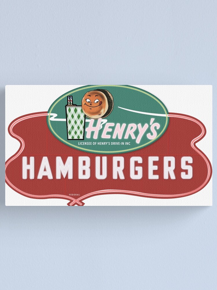 "Henry's Hamburgers Neon Sign Marquee" Canvas Print by StrangeNotions ...