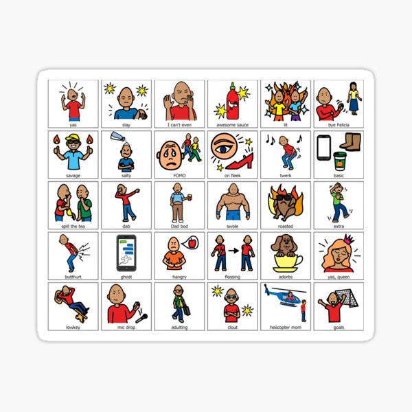 "AAC Slang " Sticker for Sale by NavinaOc | Redbubble