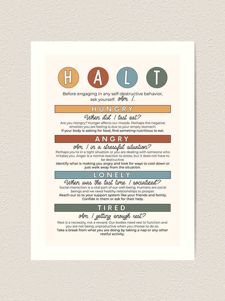 "HALT Technique" Art Print for Sale by Plant Kind Thoughts | Redbubble