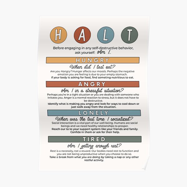 "HALT Technique" Poster for Sale by PKindThoughts | Redbubble