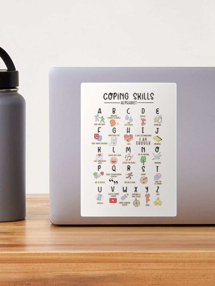 "Coping Skills Alphabet" Sticker for Sale by Plant Kind Thoughts ...
