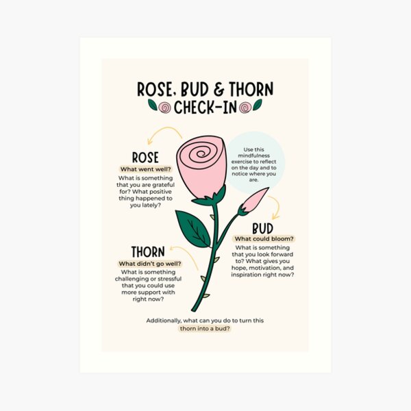 "Rose, Bud, and Thorn Check-In" Art Print for Sale by PKindThoughts ...
