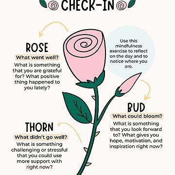 "Rose, Bud, and Thorn Check-In" Poster for Sale by PKindThoughts ...