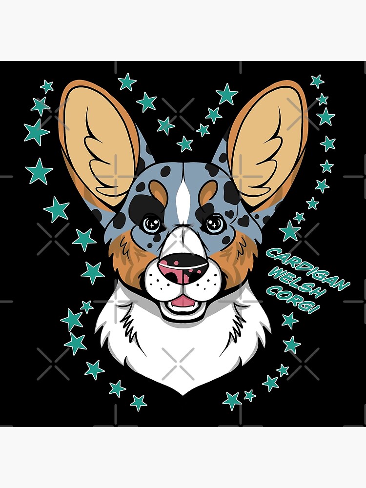 "Cardigan Star - Blue Merle Brindle Points w/ Blue Eyes" Poster for ...