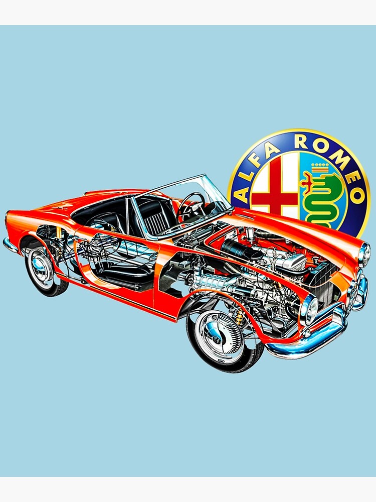 "Italian red sport 2 door car Giulietta Spider. Cutaway car art ...