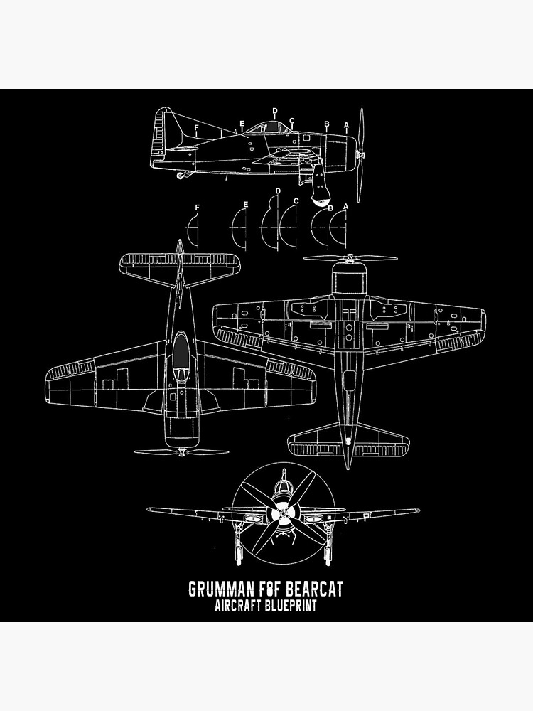 "Grumman F8F Bearcat Aircraft Blueprint" Art Print by PodiShawna ...