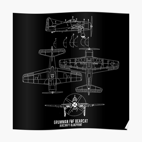 "Grumman F8F Bearcat Aircraft Blueprint" Poster for Sale by PodiShawna ...