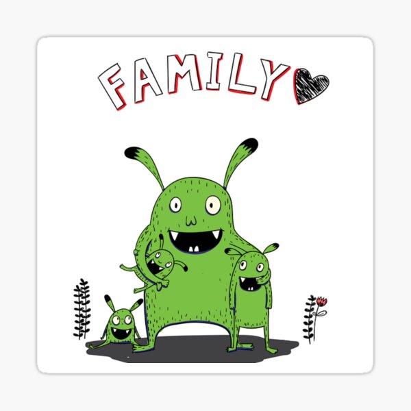 "My Strange Alien Family" Sticker for Sale by MagicByDesign | Redbubble
