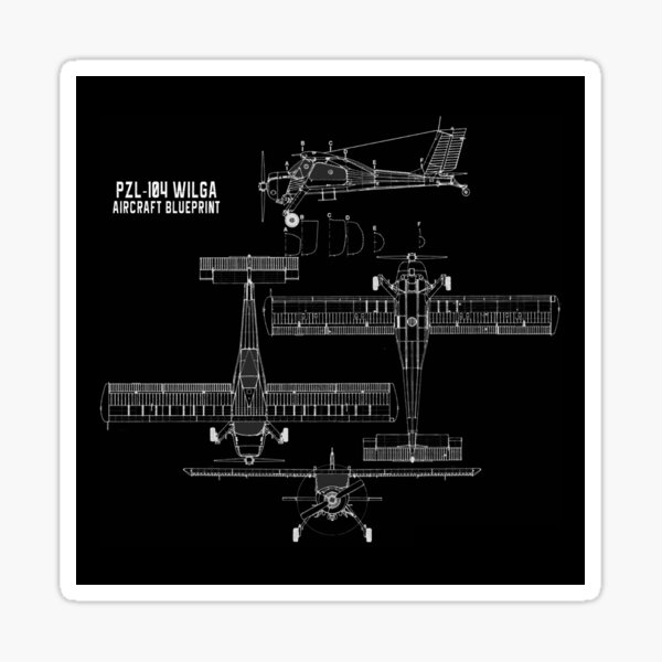 "PZL104 Wilga Aircraft Blueprint" Sticker for Sale by PodiShawna ...