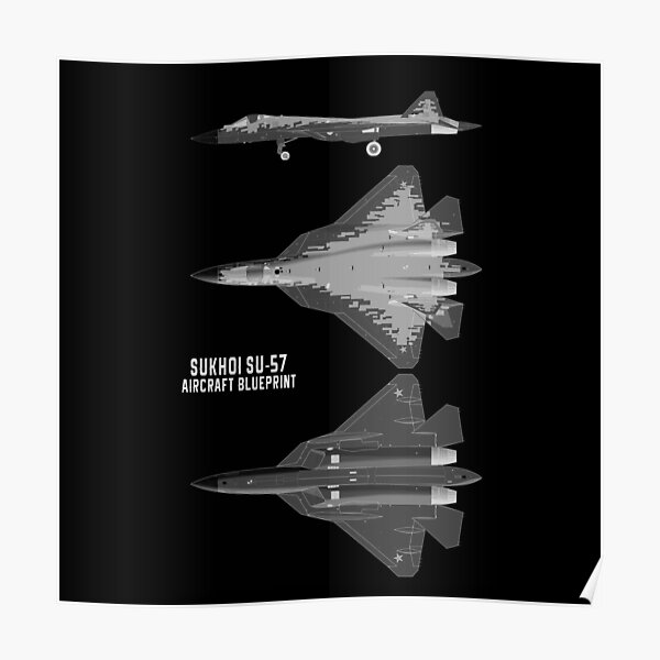 "Sukhoi Su57 Aircraft Blueprint" Poster for Sale by PodiShawna | Redbubble