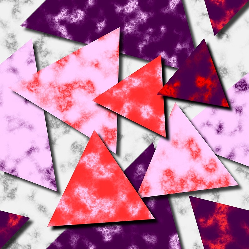 "Triangles Layered Pattern in Red Purple and Pink" by MarkUK97 | Redbubble