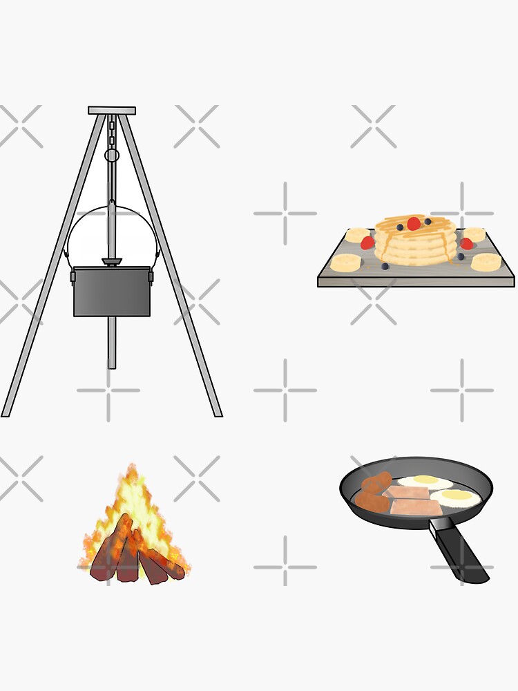 "Food and Cooking Set Camping " Sticker for Sale by AULRIN | Redbubble