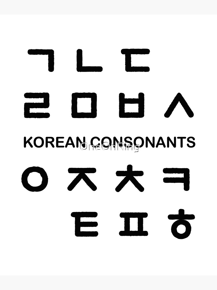 "Korean Alphabet Hangul Consonants" Art Print for Sale by OneOnRing ...