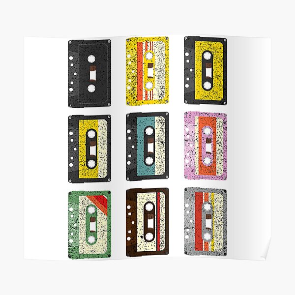 "Vintage Set of Cassettes Tape Classic Mixtapes 80s 90s" Poster for ...
