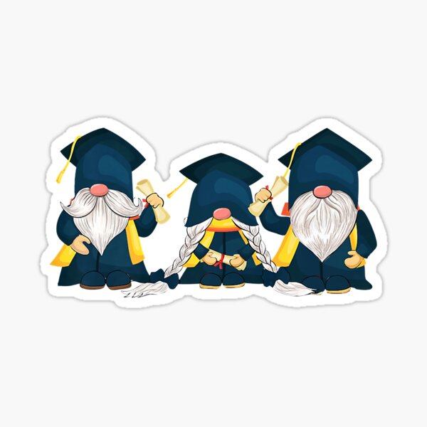 "Funny Gnome Graduation Class Of 2022 Woman Black Graduation " Sticker ...